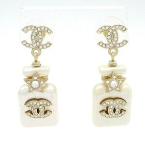 CHANEL | Jewelry | Chanel Coco Earrings Gold White Hardware Faux Pearl ...